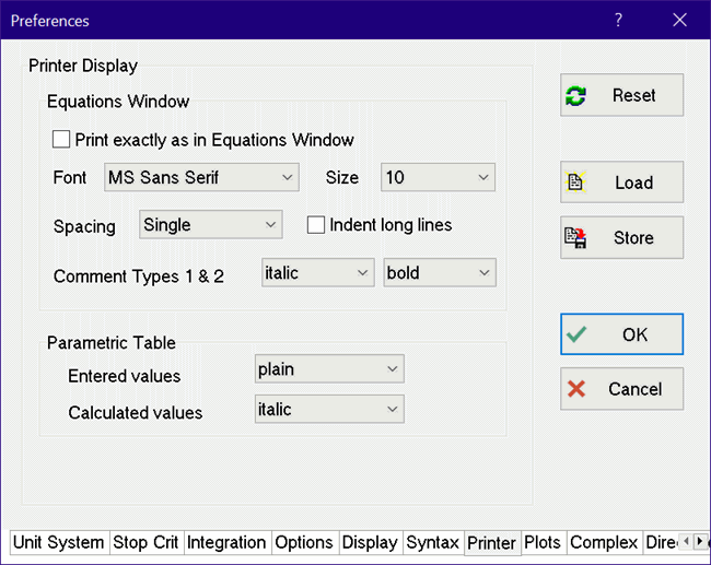 Printer Display Tab (Preferences Dialog)